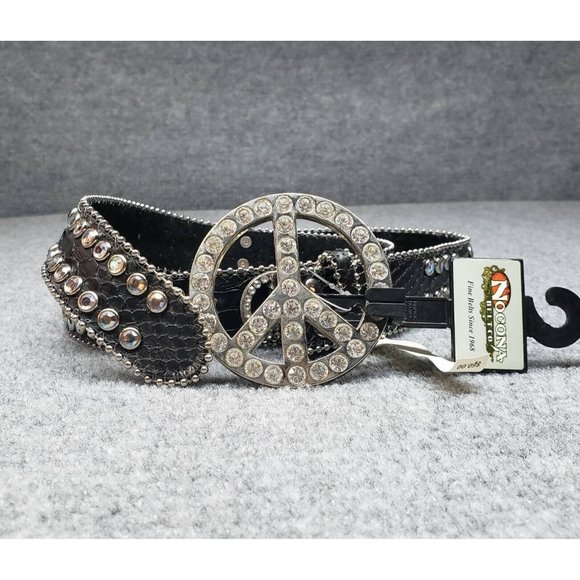 Nocona | Accessories | Nocona Womens Peace Sign Belt Black Genuine ...